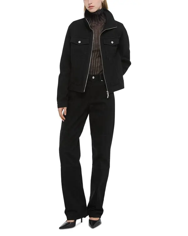 Helmut Lang Funnel Neck Trucker Jacket In Rinsed Black - 40% Off